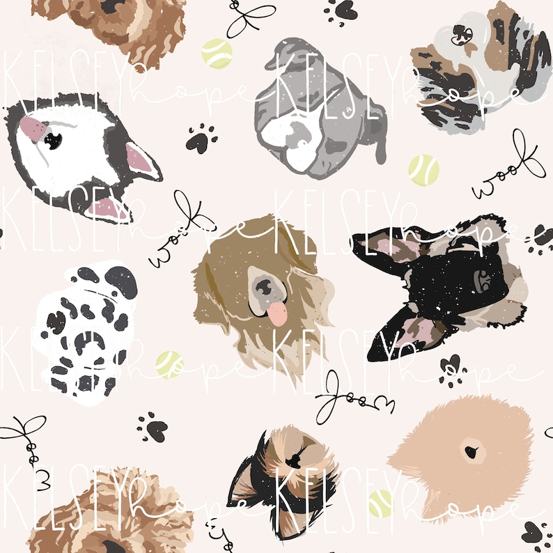 Puppy Party Collective Woof SEAMLESS PATTERN Hand - Etsy