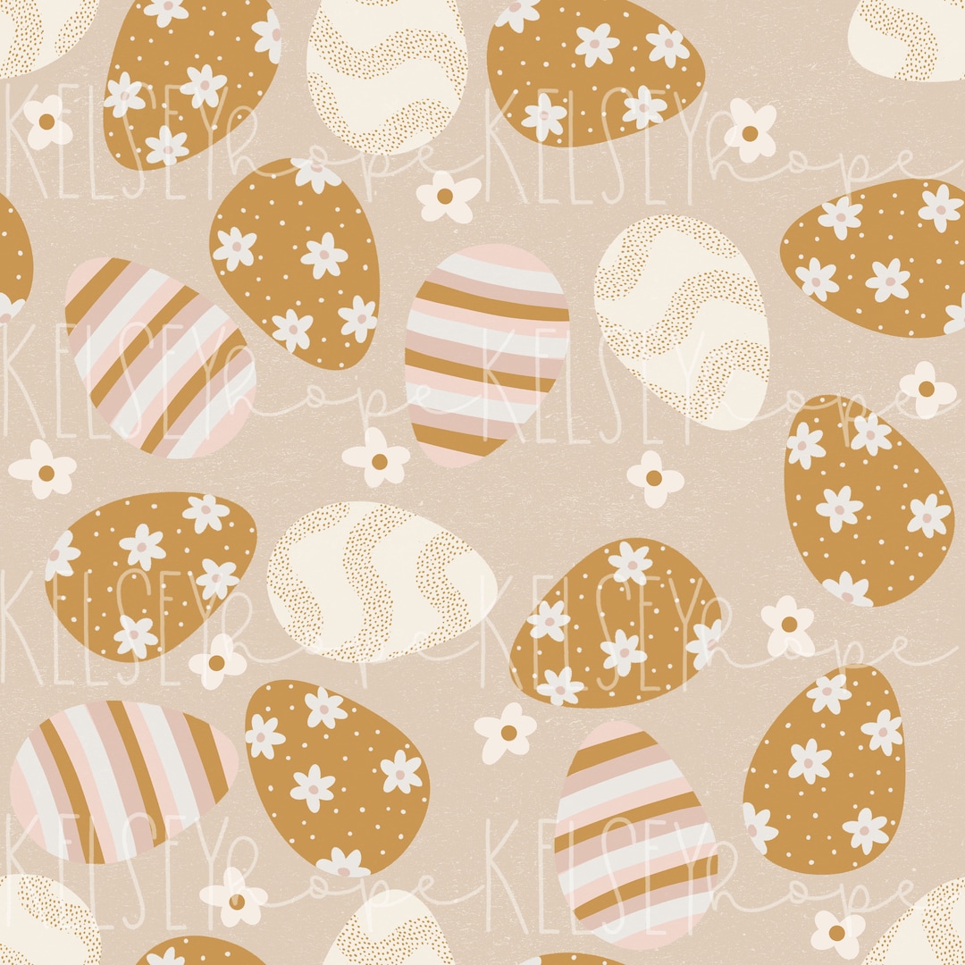 Boho Easter Eggs Daisies SEAMLESS PATTERN Hand Illustrated. Digital ...