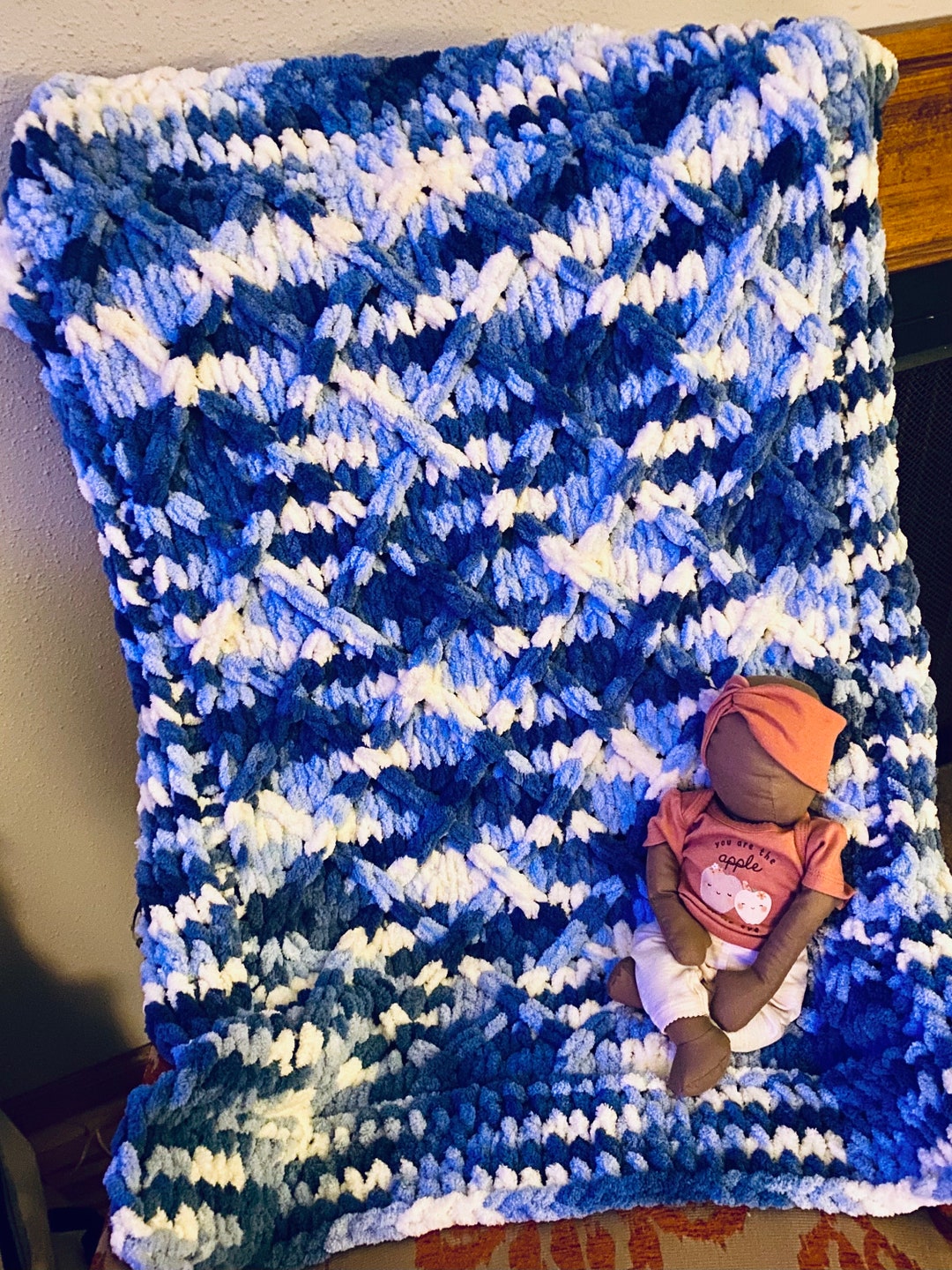 The “SHAYLA” Baby Blanket in Color “denim” - Etsy