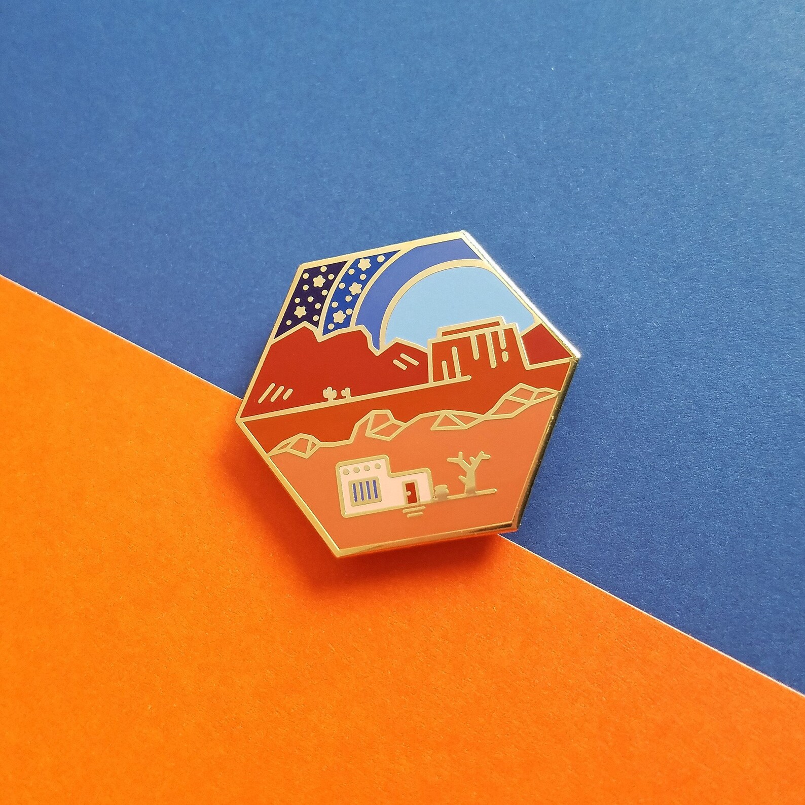 Sapphire Desert Enamel Pin | Etsy