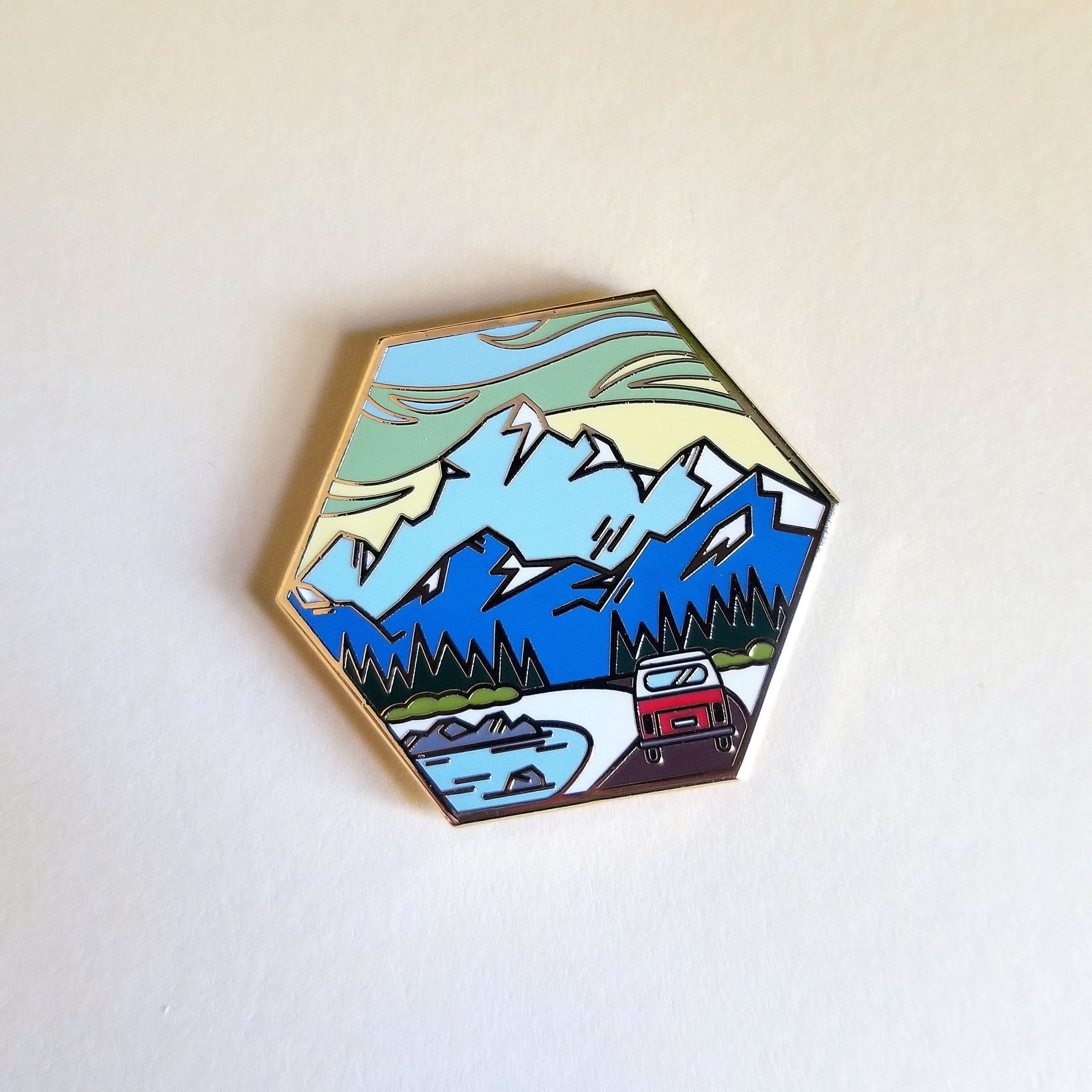 Roadtrip Peaks Enamel Pin - Etsy