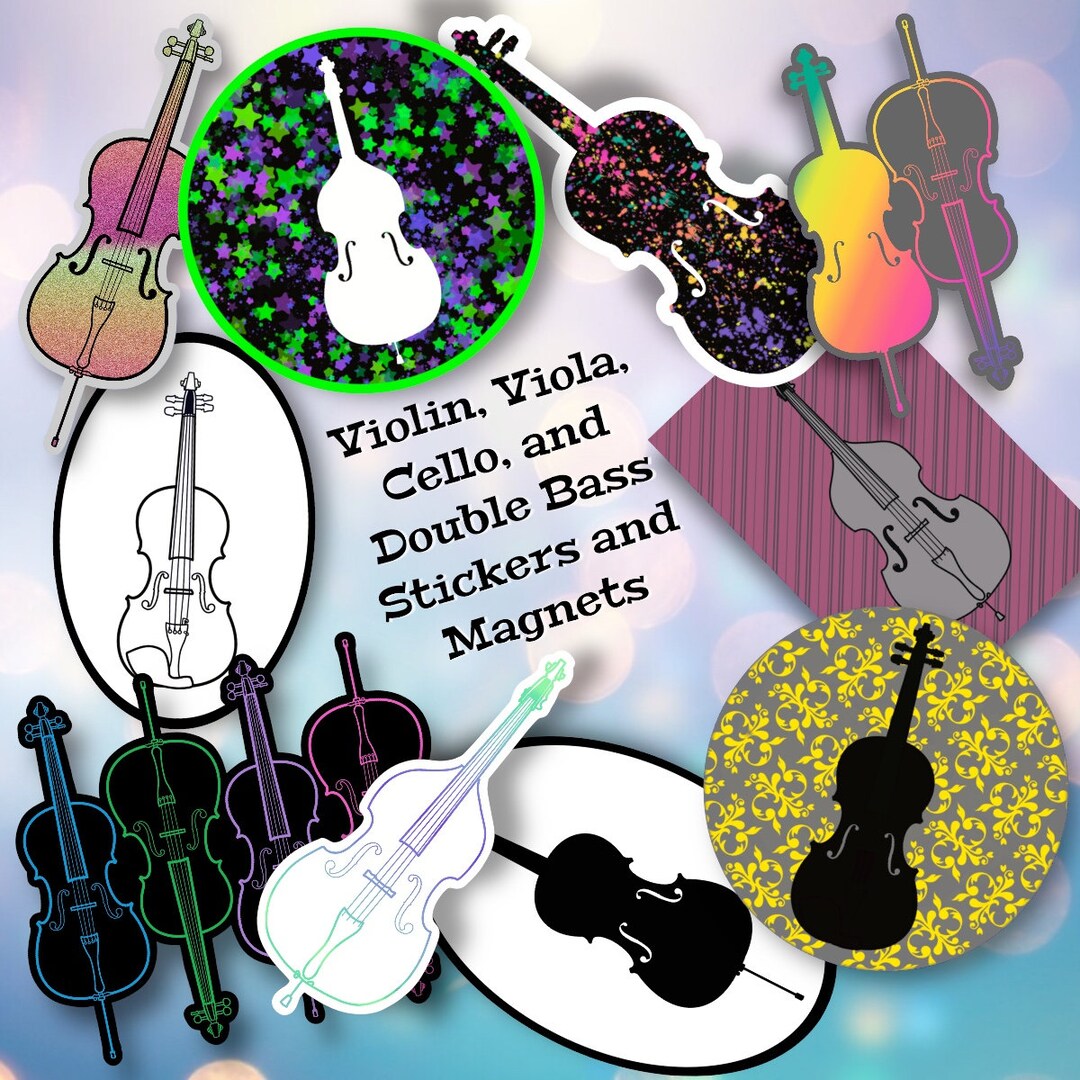 Violin, Viola, Cello, and Double Bass Stickers and Magnets - Etsy