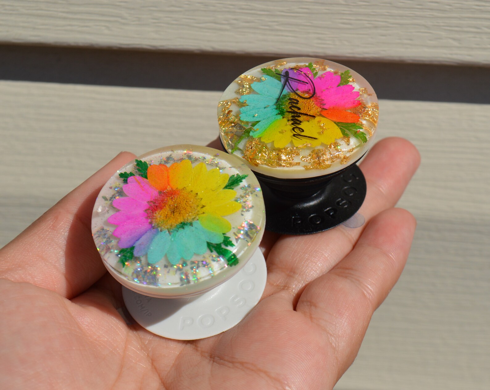 Custom Rainbow Flower Popsocket Resin Popsockets | Etsy