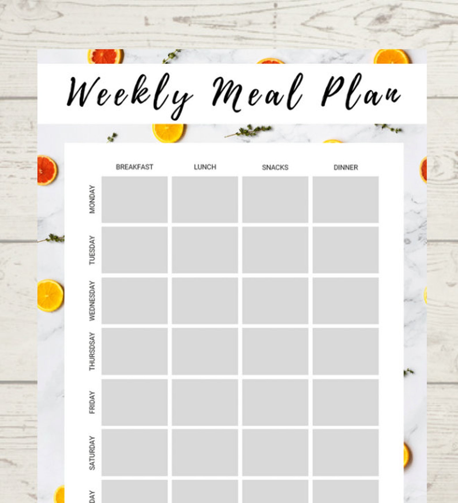 Weekly Meal Plan PRINTABLE 8.5 X 11 Inches week Menu | Etsy