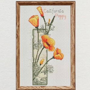 California Poppy Cross Stitch Pattern Watercolor Floral Cross Stitch ...