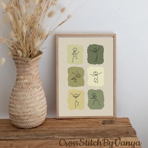 Stickman Set Cross Stitch Pattern, Doodle Art Designs, Watercolor Stick ...