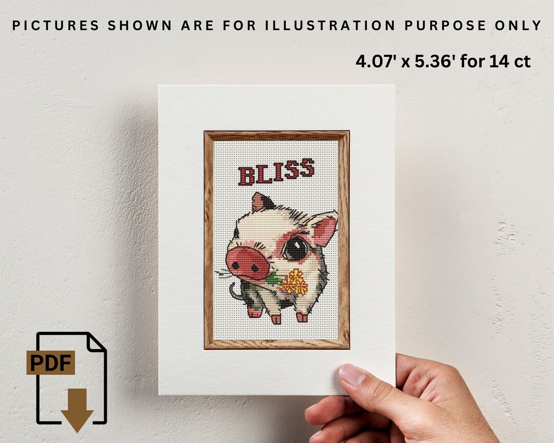 Bliss Cross Stitch Pattern Watercolor Clipart Pets Piggy Animals Cross ...