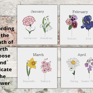 Custom Family Birth Month Flowers Garden Cross Stitch Pattern ...