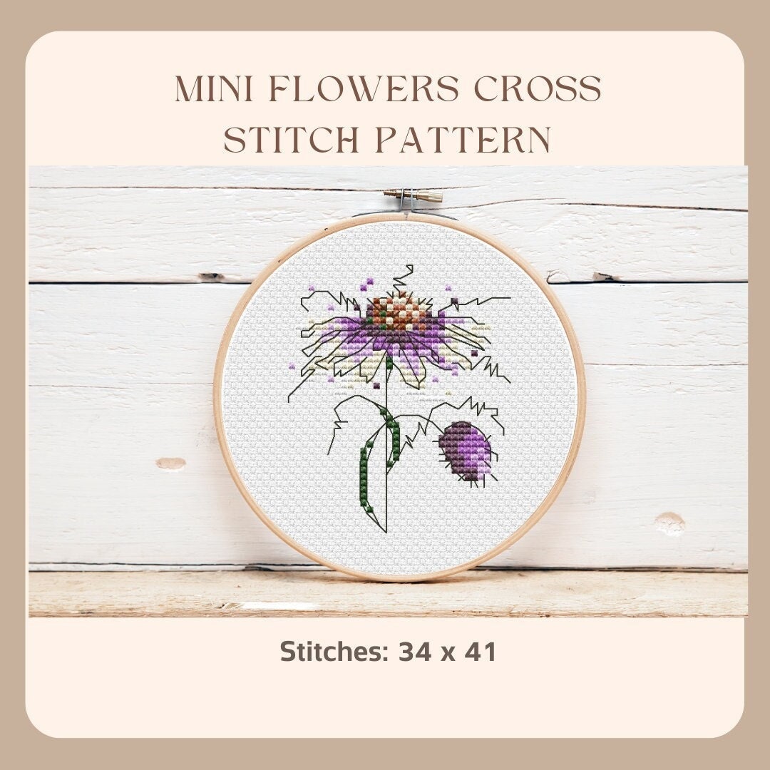 Wild Flower Cross Stitch Pattern, MINI Daisy Cross Stitch Pdf Pattern ...