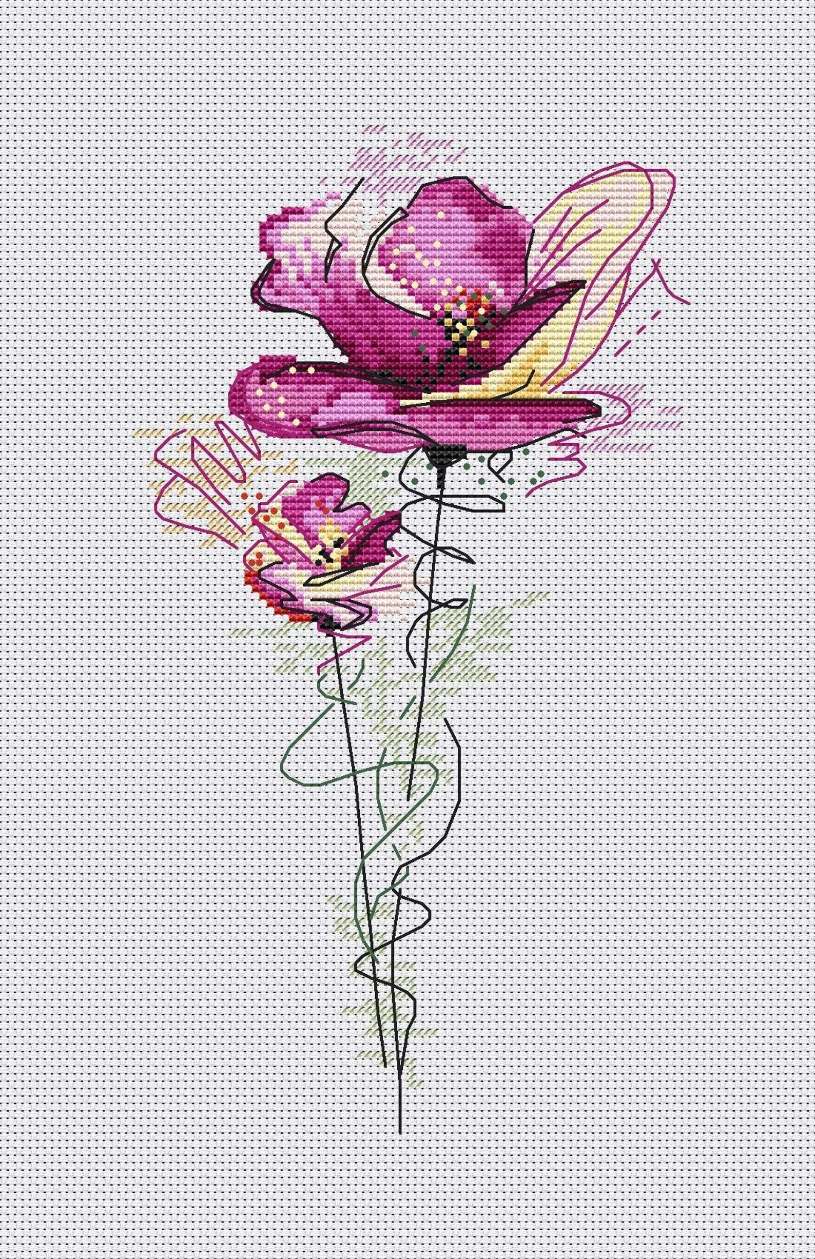 Wild Flowers 17 Watercolor Cross Stitch Pattern Watercolor - Etsy