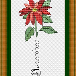 December Birth Month Flower- Poinsettia - Instant Download Cross Stitch ...