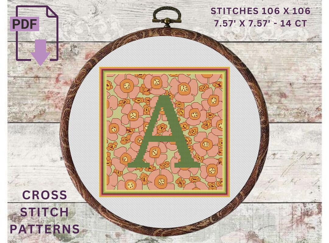 Letter A Cross Stitch Pattern, Modern Monogram, Alphabet Cross Stitch ...
