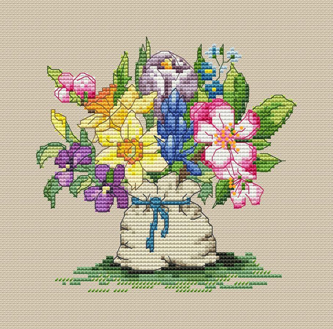 Spring Bouquet Wildflowers Cross Stitch Pattern Seasonal Flowers ...