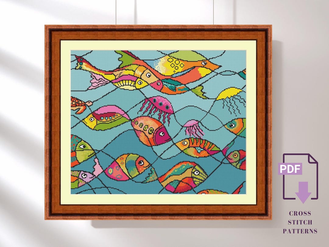 Vibrant Marine Life Cross Stitch Pattern, Sea Life Cross Stitch Pdf ...