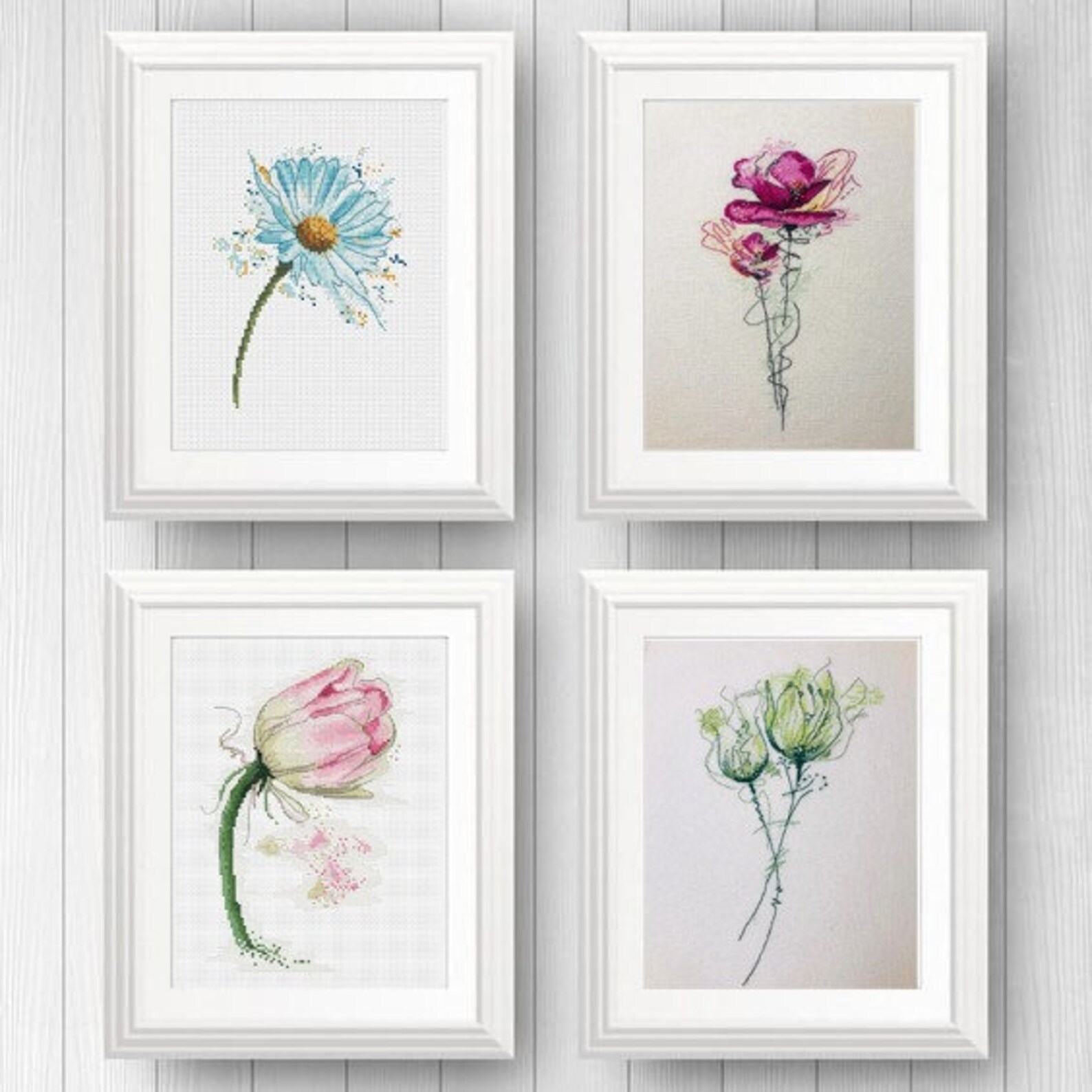Wild Flowers 17 Watercolor Cross Stitch Pattern Watercolor - Etsy