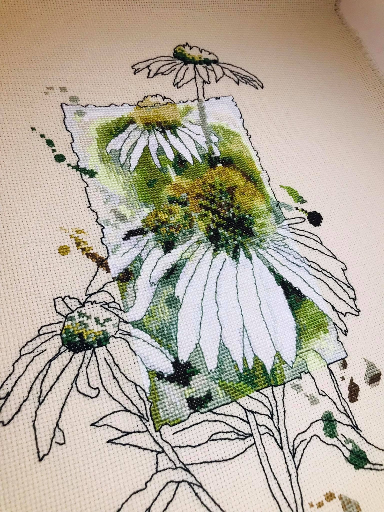 Crazy Daisies Cross Stitch Pattern Garden Pdf Pattern - Etsy