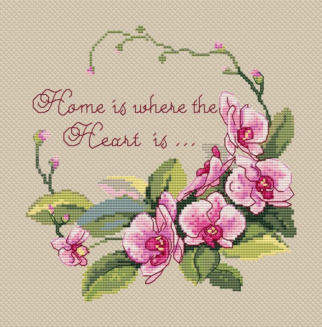 Orchid Cross Stitch Pattern Pillow Embroidery Easy Cross Stitch Instant ...