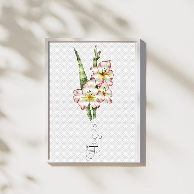 August Birth Month Flower- Gladiolus - Instant Download Cross Stitch ...