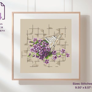 Sweet Violet Cross Stitch Pattern Garden Pdf Pattern Plants Easy Cross Stitch Instant Download ...