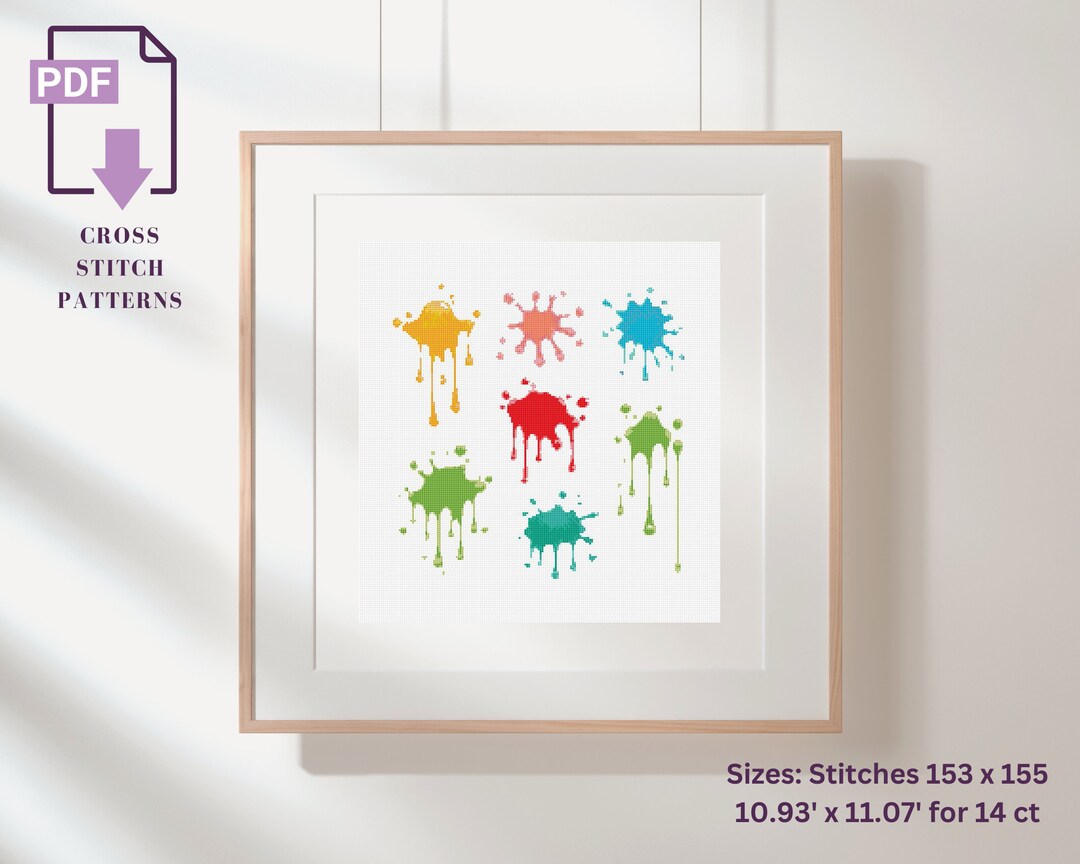 Watercolor Drops Cross Stitch Pattern Watercolor Clipart - Etsy
