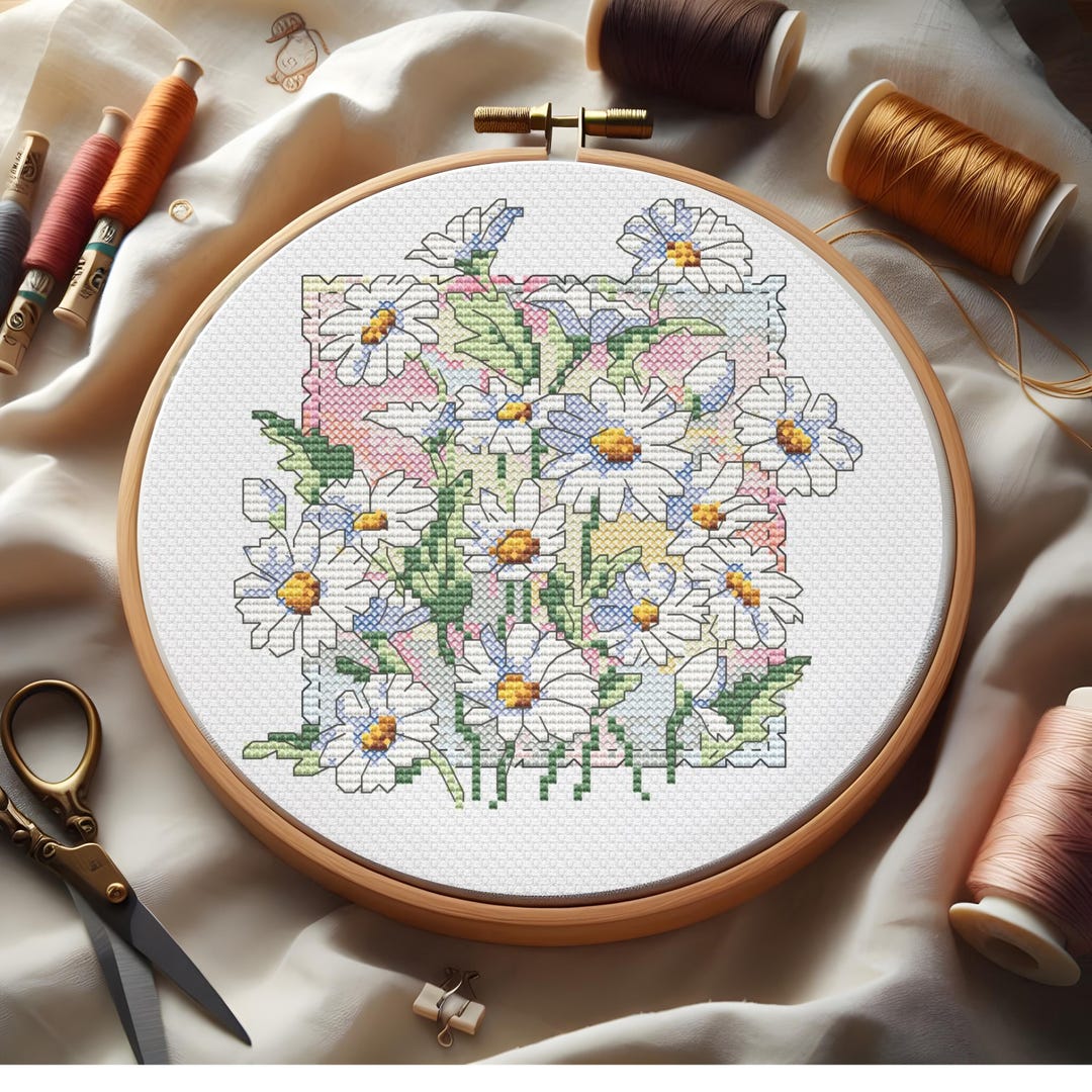 Daisy Smile Counted Cross Stitch Pattern Flowers Digital Cross Stitch ...