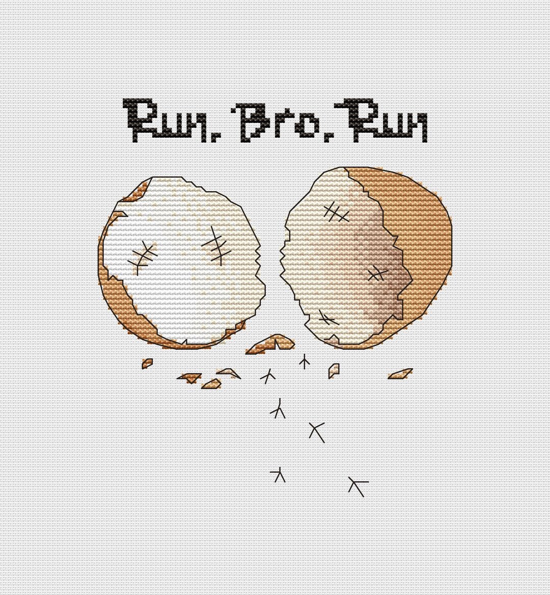 Run Bro Run Counted Cross Stitch Pattern Eggshells Freedom Instant ...