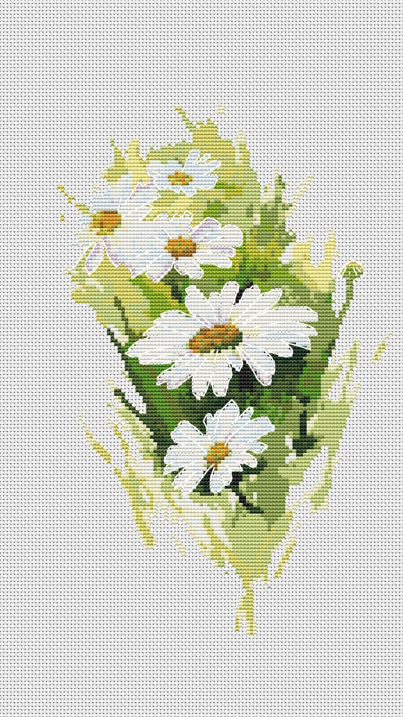 Daisies Cross Stitch Pattern Flowers Pdf Pattern Plants Sweet Cross ...