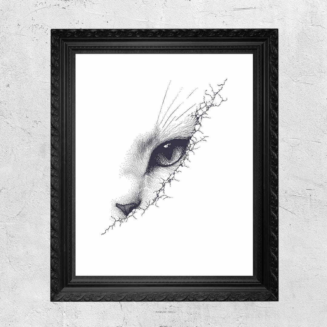 Cat Eye Cross Stitch Pattern, One Color Blackwork Embroidery ...