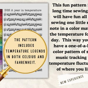 2026 Temperature Tracker Cross Stitch Pattern, Musical Notes Daily ...