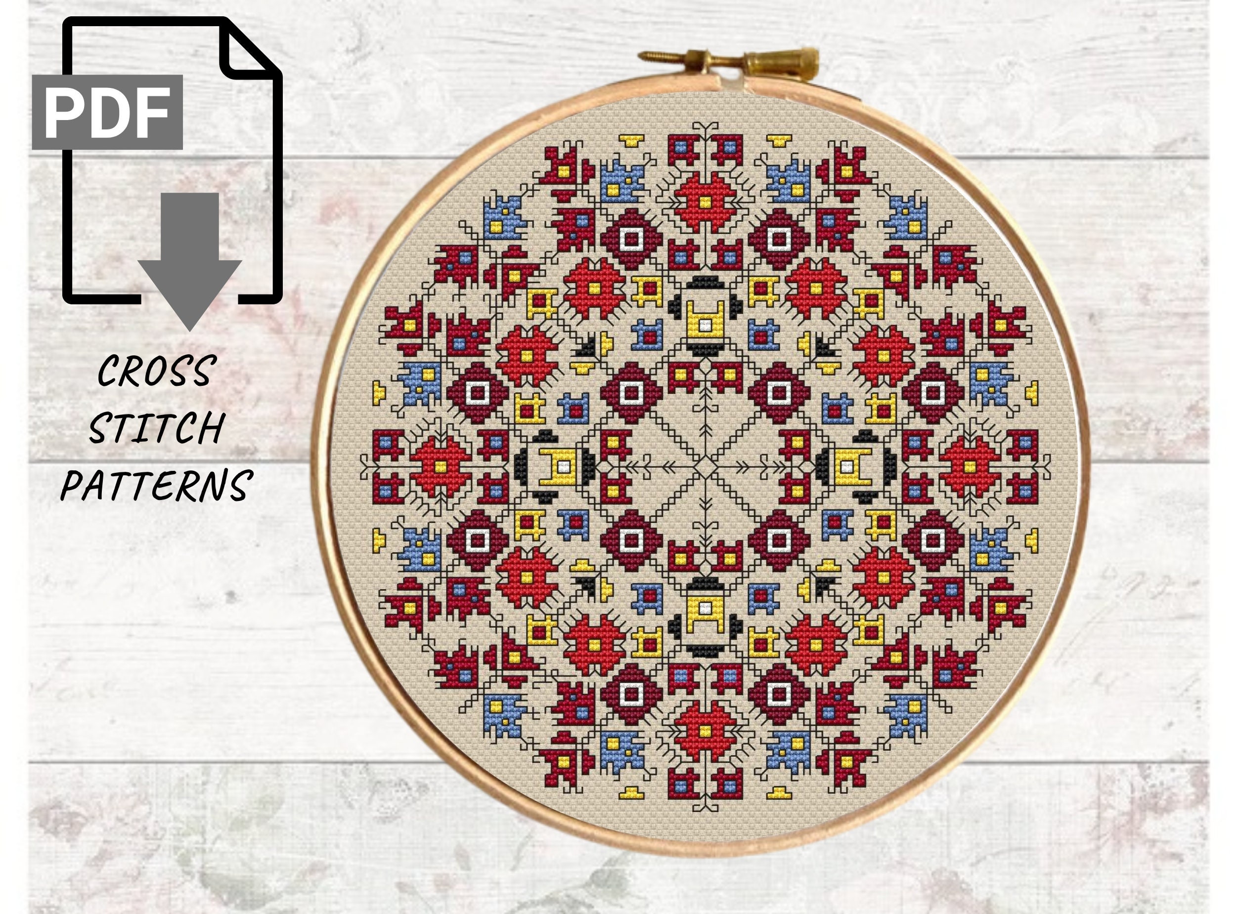Mandala Cross Stitch Pattern, Modern Sampler Cross Stitch Pattern, PDF ...
