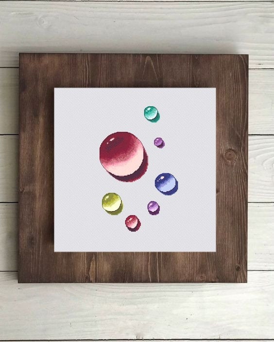 Watercolor Rainbow Drops Cross Stitch Pattern. Abstract Cross Stitch ...