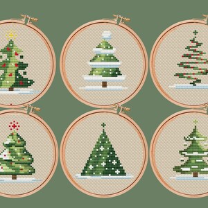 Mini Christmas Tree Cross Stitch Patterns – 9 Small Designs for Cards ...