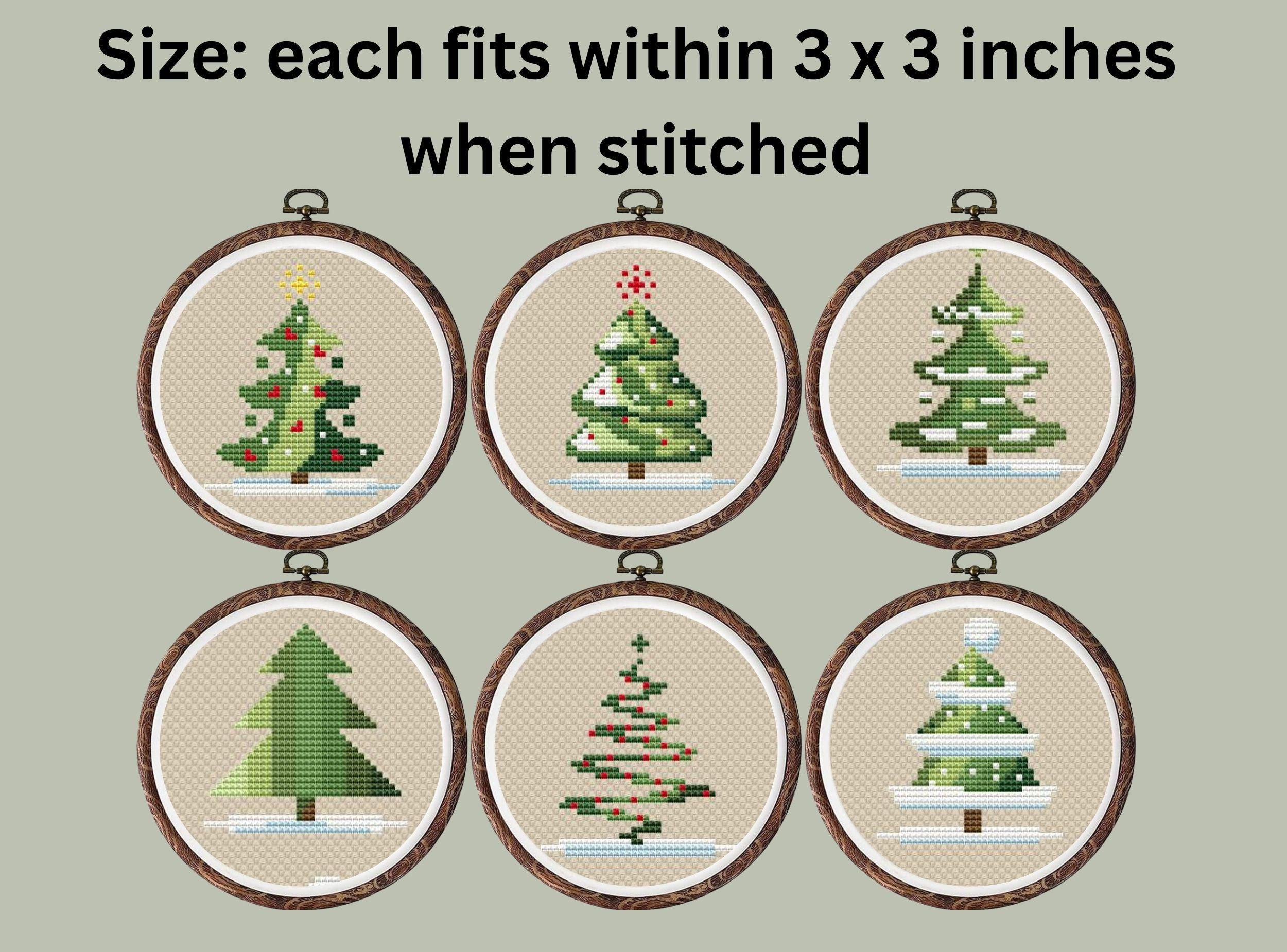 Mini Christmas Tree Cross Stitch Patterns – 9 Small Designs for Cards ...