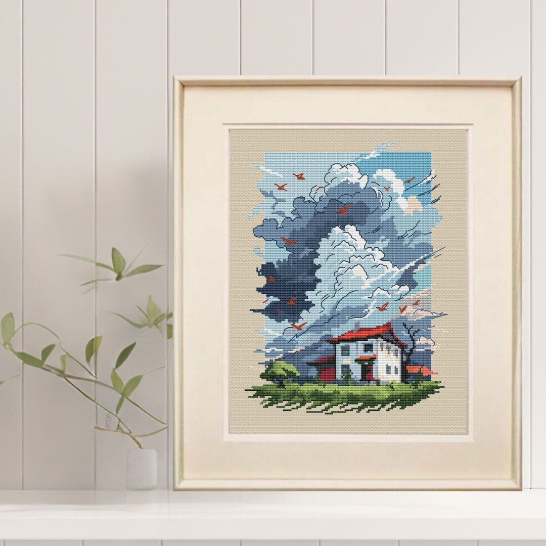 Storm Time Stitch Pattern, House Watercolor Cross Stitch Pdf Pattern - Etsy