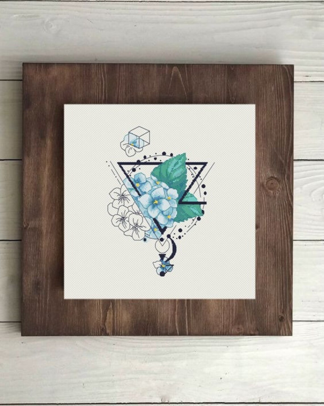 Hydrangea Impression Cross Stitch Pattern Blue Flowers Pdf Pattern ...