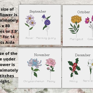 Custom Family Birth Month Flowers Garden Cross Stitch Pattern ...