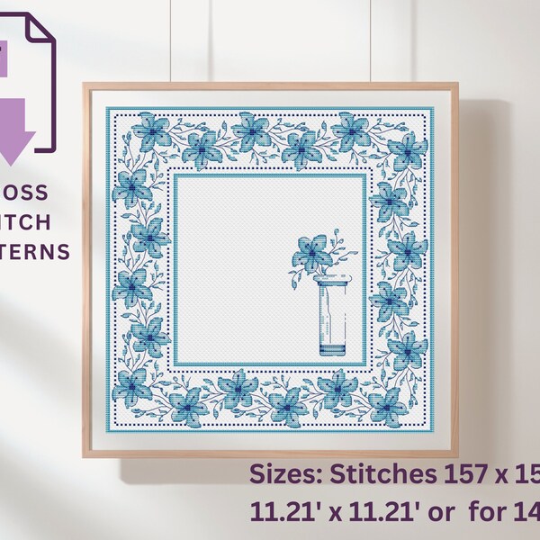 Blue Flower Cross Stitch - Etsy