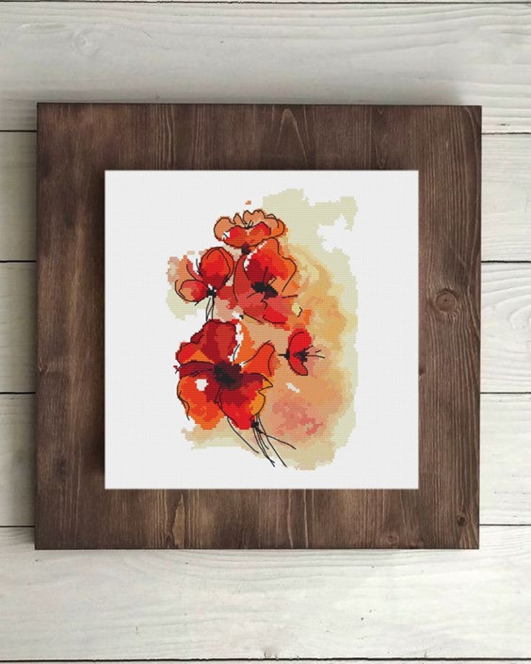 Watercolor 4 Cross Stitch Pattern Flowers Pdf Pattern Plants Poppies ...