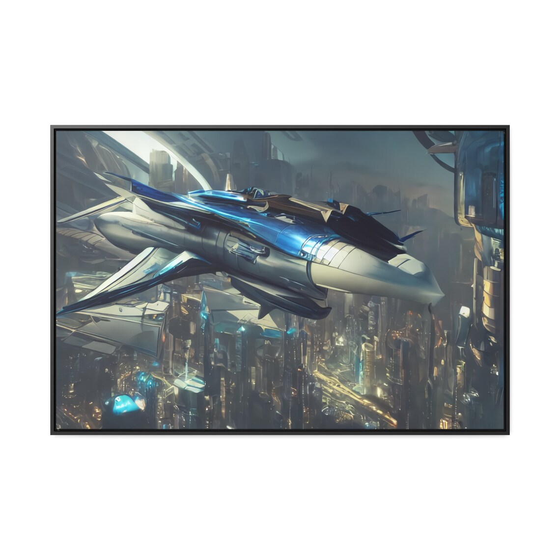 Interceptor Futuristic Cyberpunk Jet Spaceship Defending the City From ...
