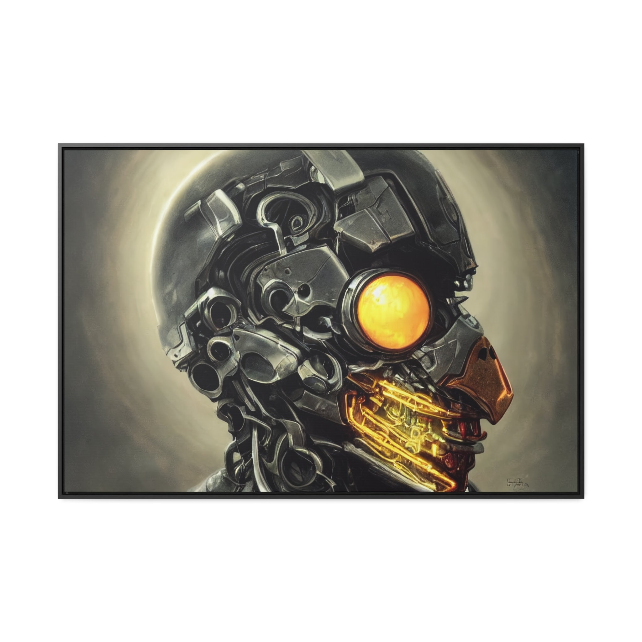 Golden Eyed Robotic Scarecrow Cyborg Portrait Bird Skull Cyberpunk ...