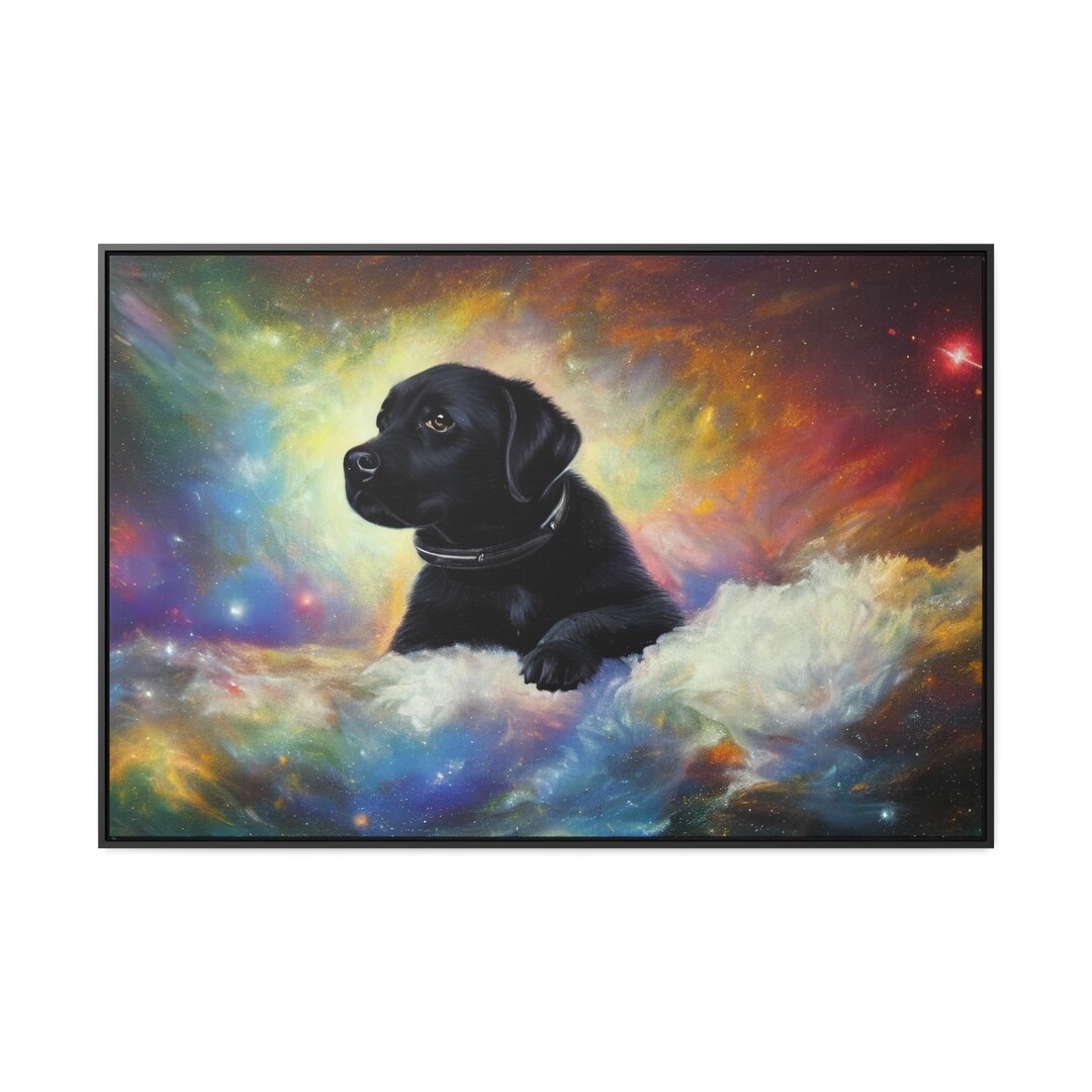 Angelic Astro Dog Black Lab Floating in Heavenly Elysium on Gaseous ...