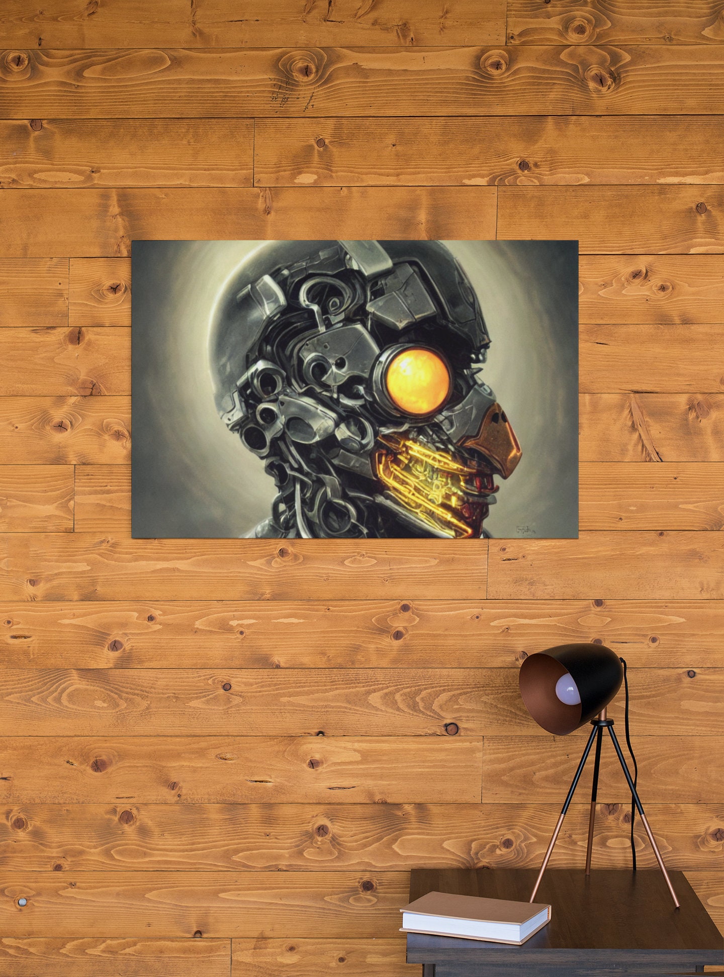 Golden Eyed Robotic Scarecrow Cyborg Portrait Bird Skull Cyberpunk ...