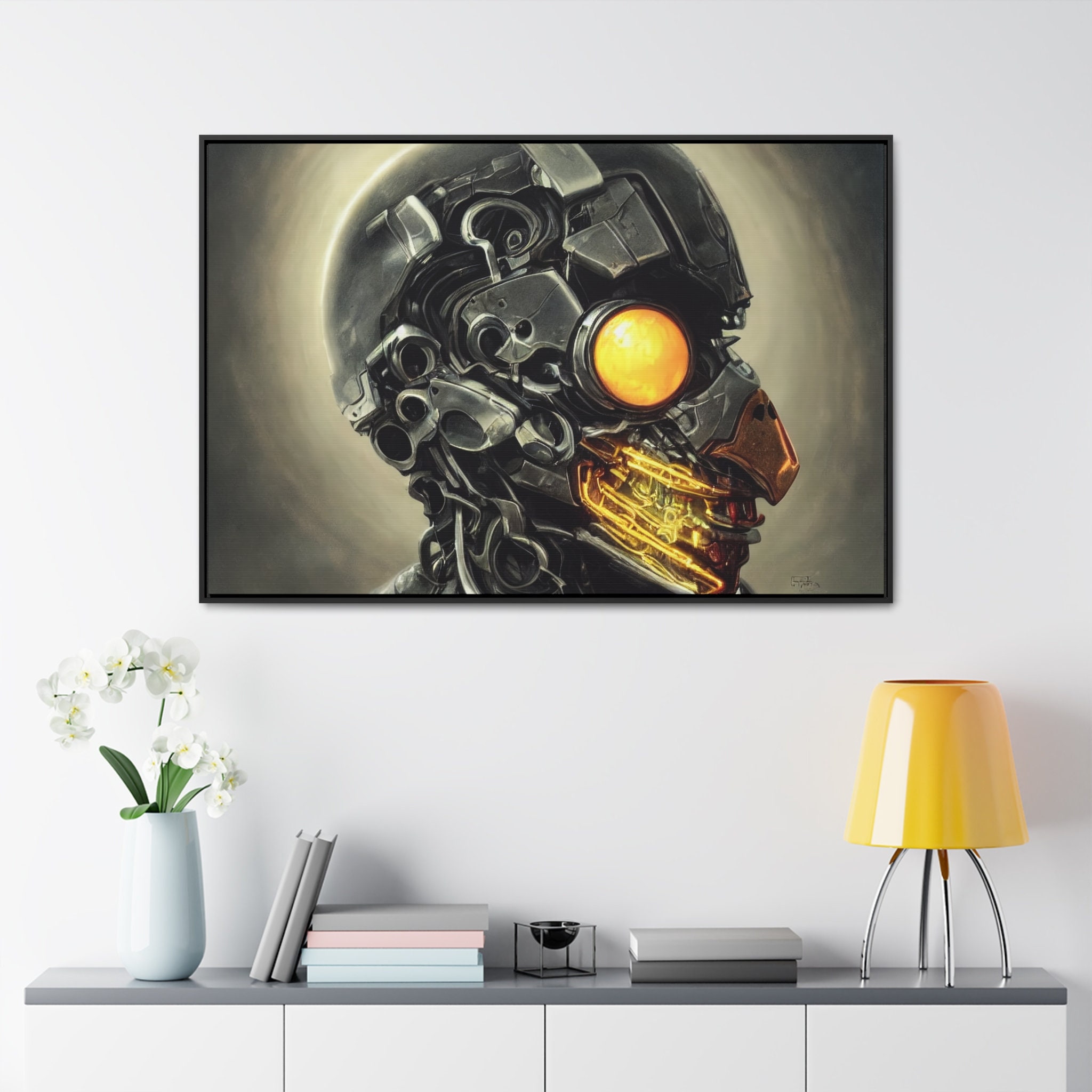 Golden Eyed Robotic Scarecrow Cyborg Portrait Bird Skull Cyberpunk ...