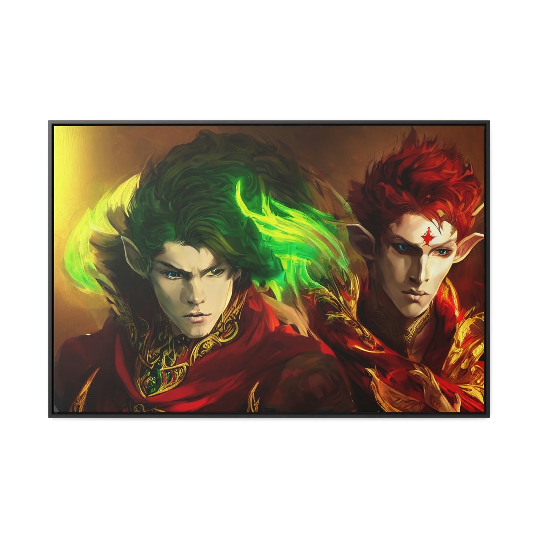 Elven Flame Sorcerers Conjuring Emerald Flames Occult Mage Ritual ...