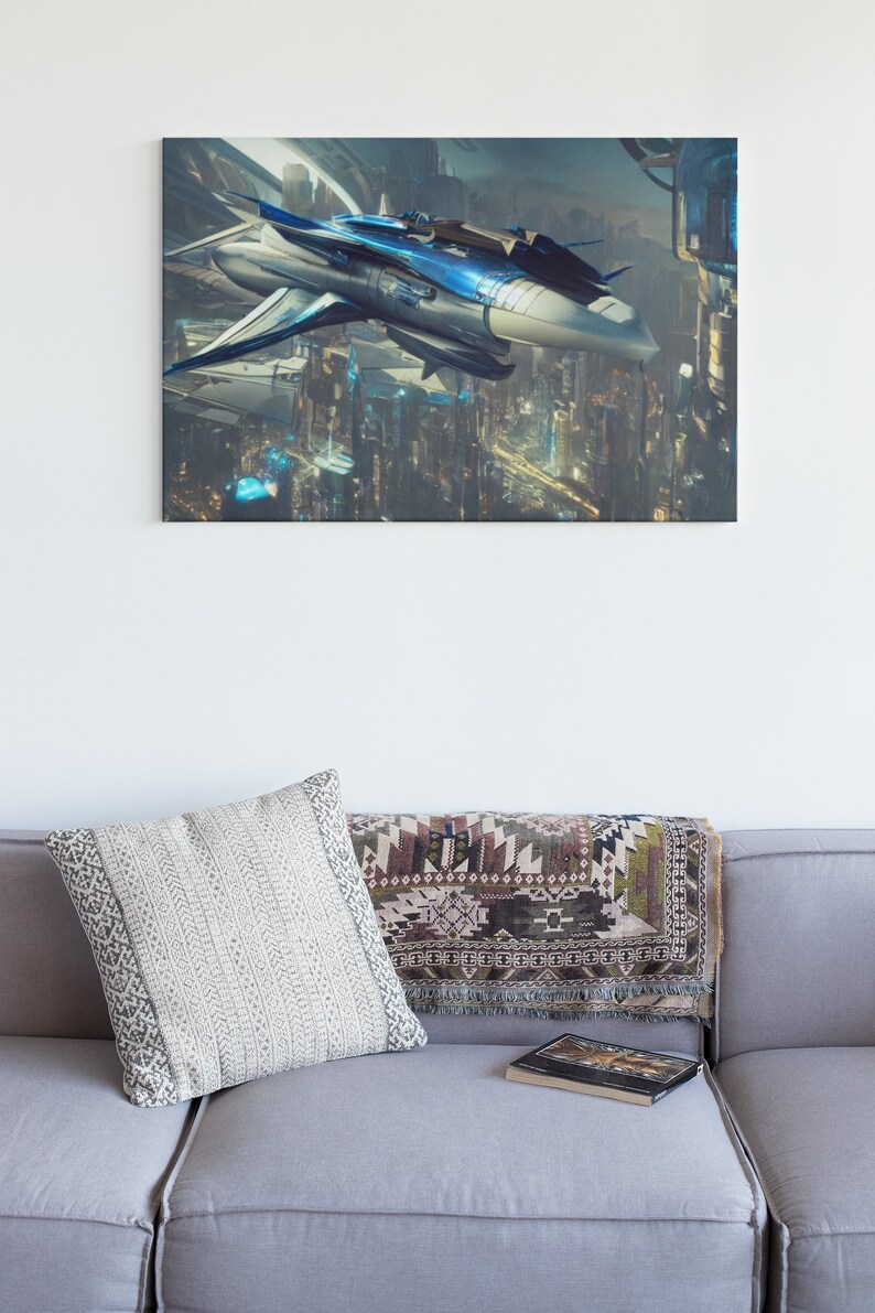 Interceptor Futuristic Cyberpunk Jet Spaceship Defending the City From ...