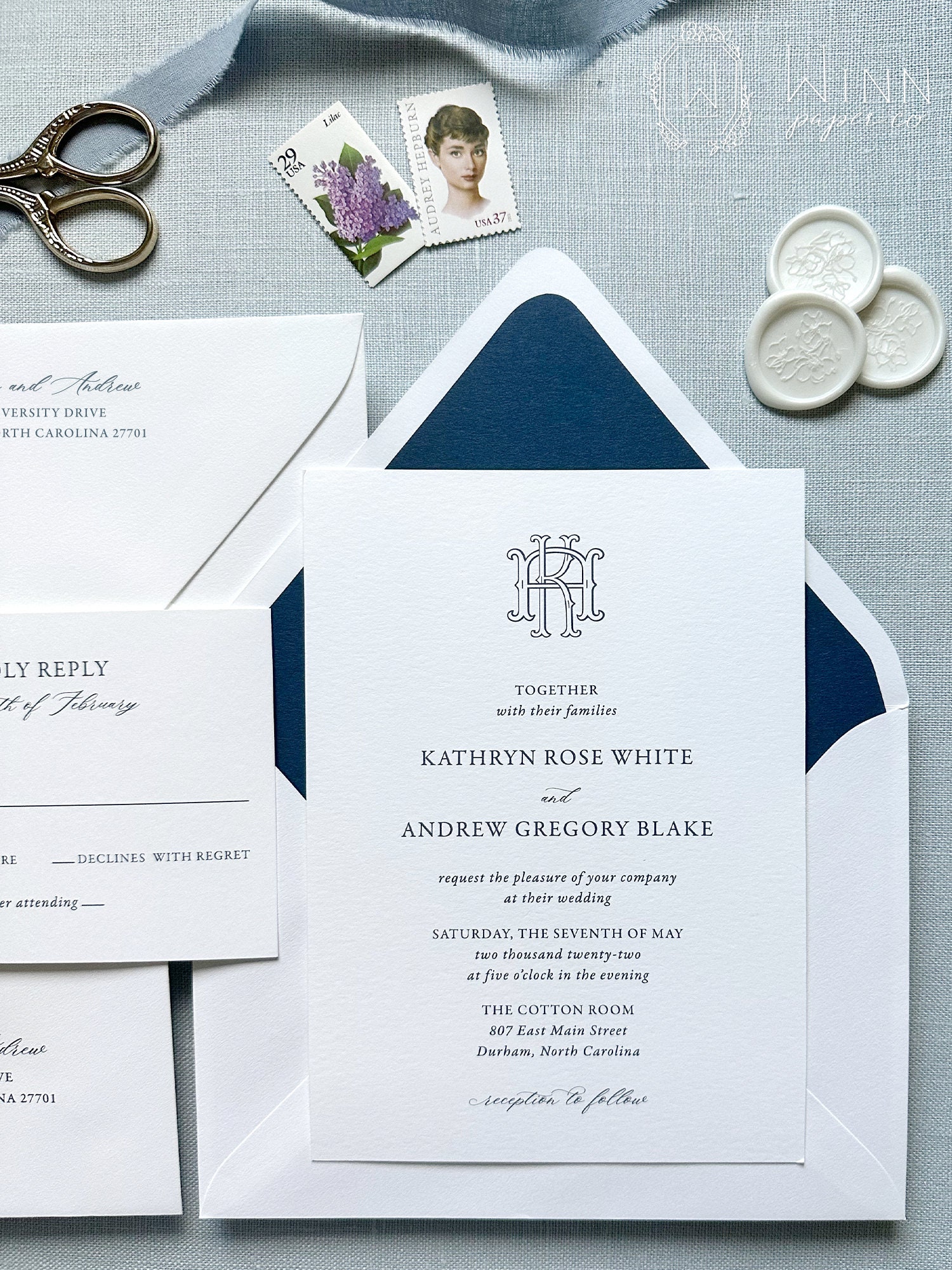 DEPOSIT Printed Duo Monogram Wedding Invitations, Couple Monogram ...