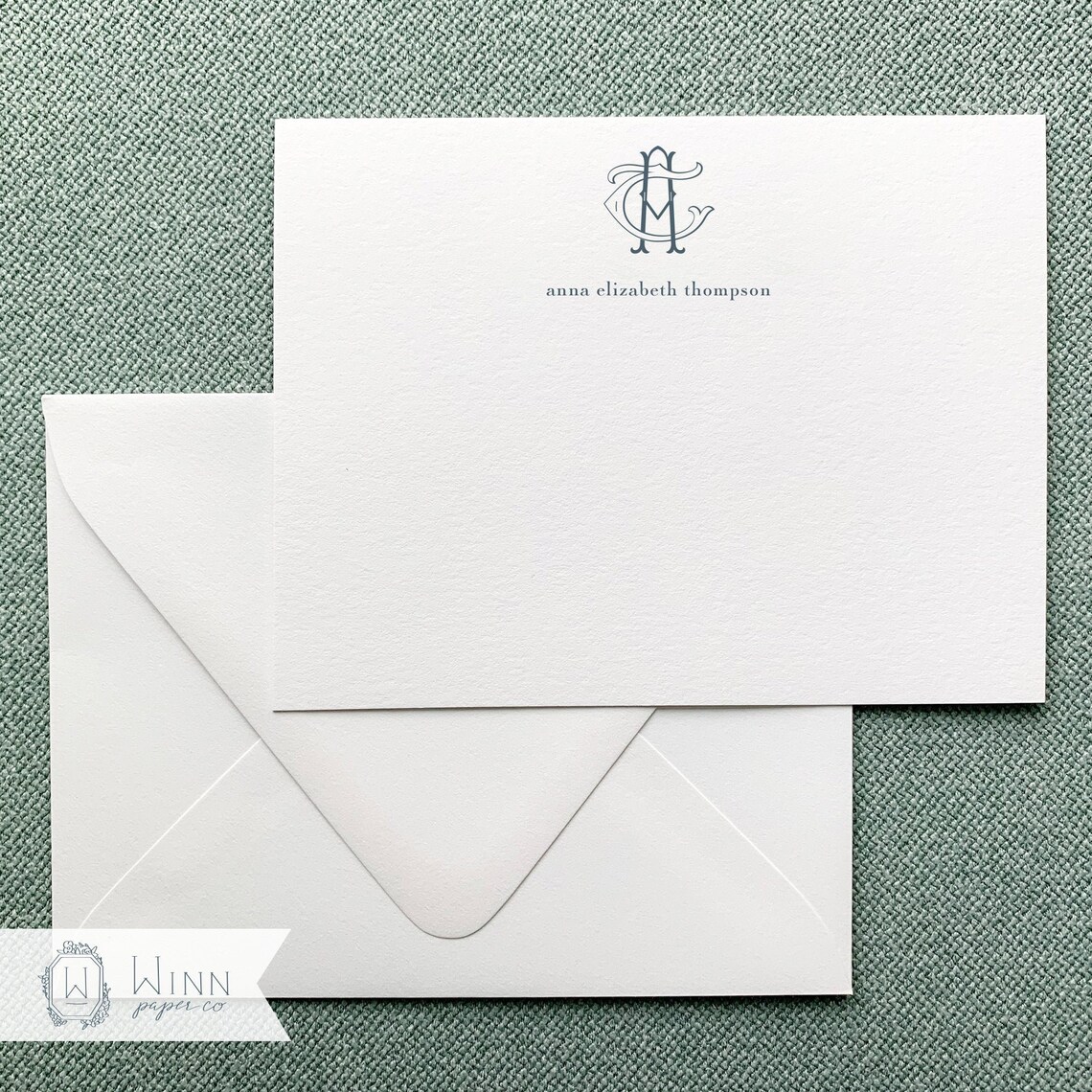 Duo Monogram Note Cards Interlocking Monogram Stationery - Etsy
