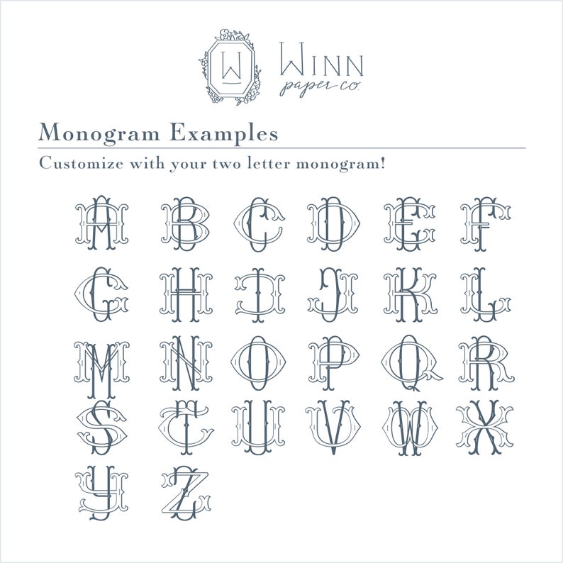 Duo Monogram Note Cards Interlocking Monogram Stationery - Etsy
