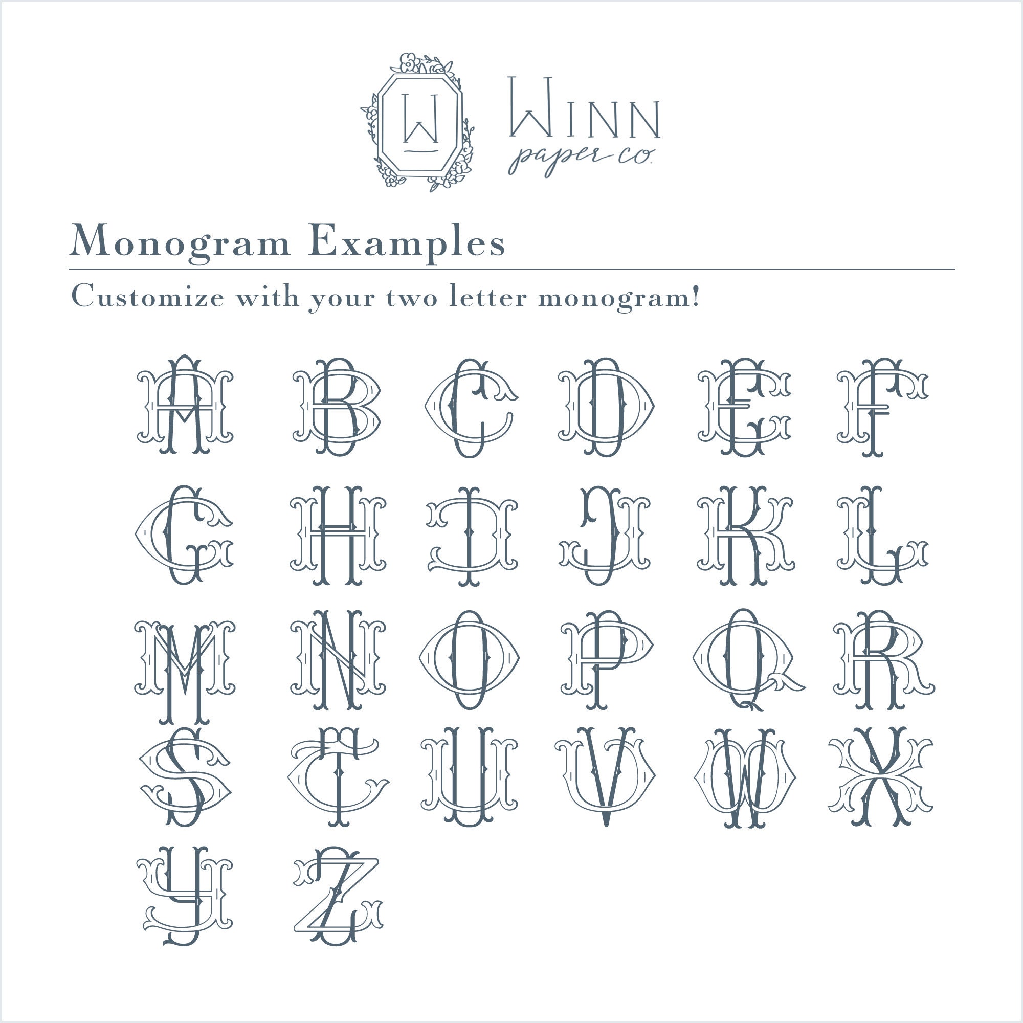 Duo Monogram Note Cards Interlocking Monogram Stationery | Etsy