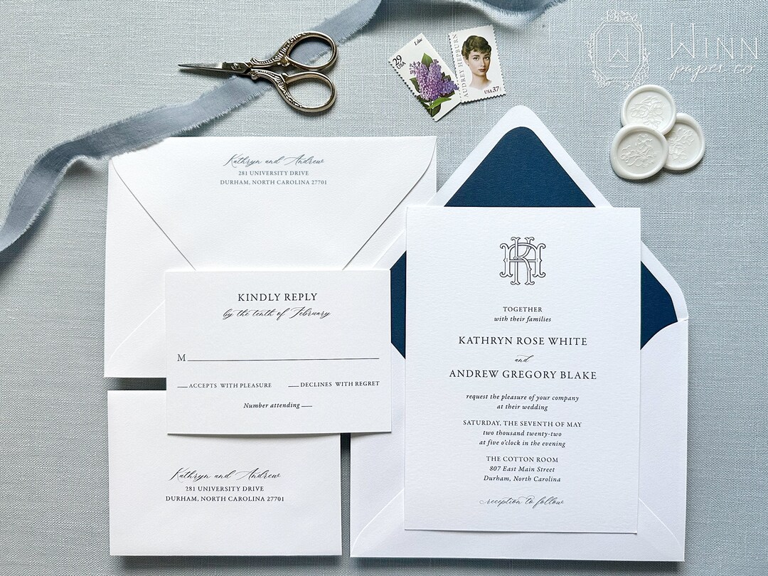 DEPOSIT Printed Duo Monogram Wedding Invitations, Couple Monogram ...